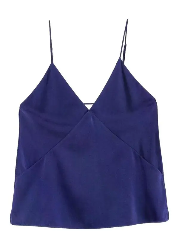 FORTE_FORTE V-neck Spaghetti Strap Top - Blue