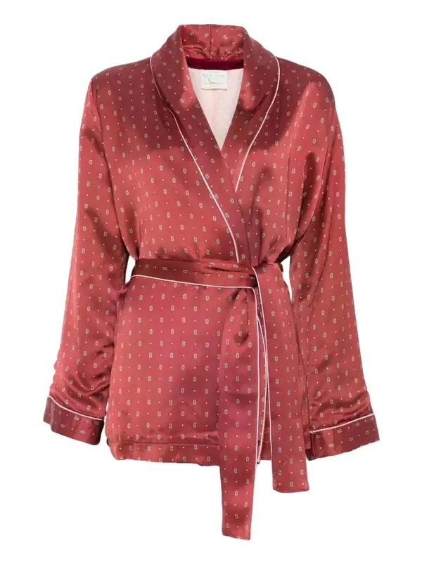 FORTE_FORTE Belted Shawl Lapel Jacket - Red