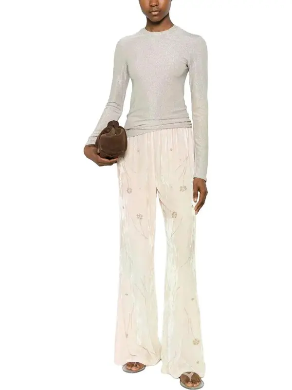 FORTE_FORTE Glitter Effect Long Sleeve T-shirt - Silver