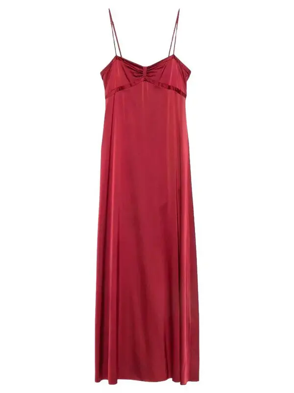 FORTE_FORTE Satin Gathered Maxi Dress - Red