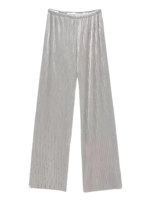 FORTE_FORTE Silver Plissé Effect Wide-leg Trousers - Grey