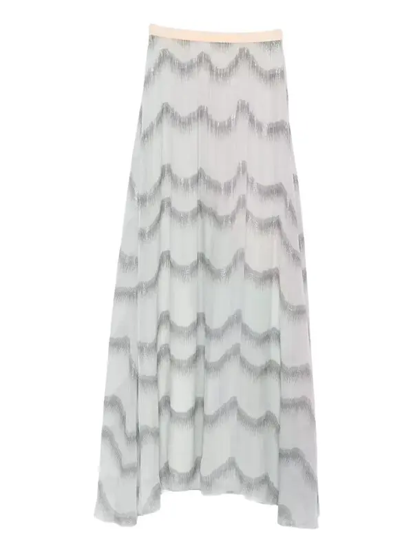 FORTE_FORTE Chevron Patterned Silk-blend Full Length Skirt - Grey