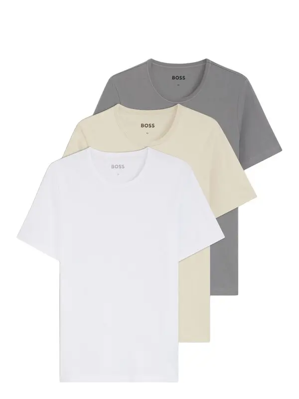BOSS Three-pack Of Cotton Undershirts With Embroidered Logo - Patterned
