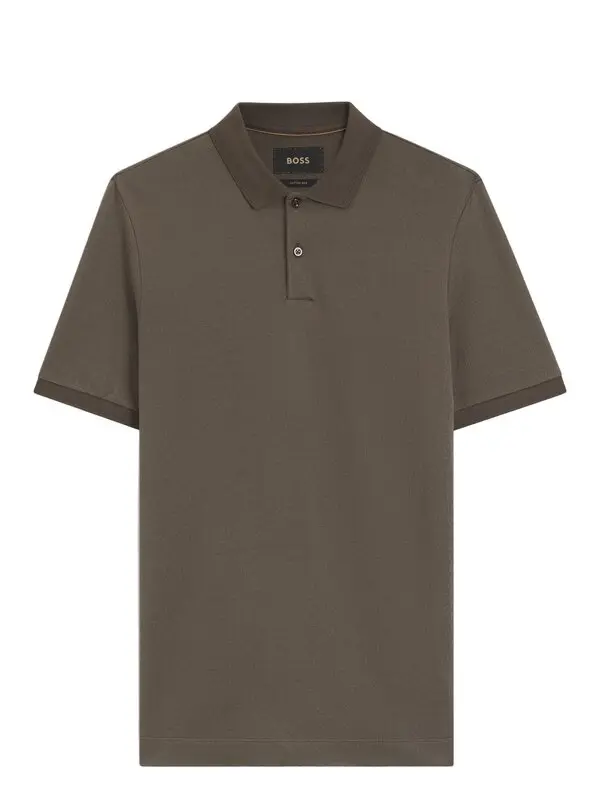 BOSS Regular-fit Polo Shirt In Cotton-silk Jacquard - Brown
