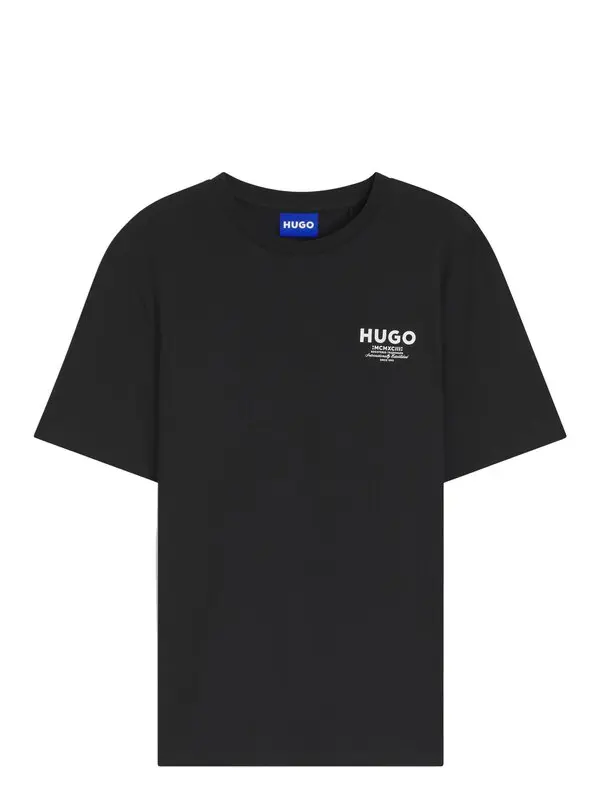 Hugo Regular-fit Cotton T-shirt With Logo Print - Black