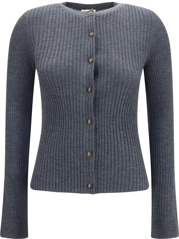 Burberry Ribbed Cashmere Cardigan - Grey