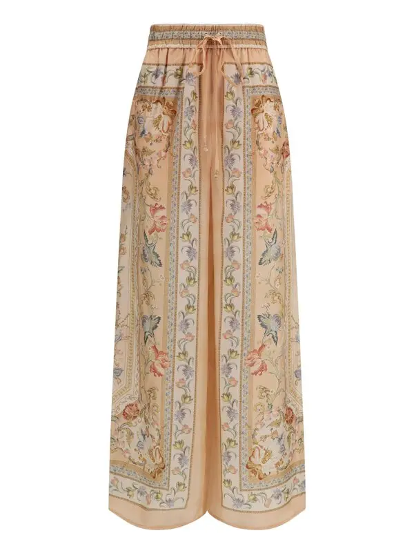 Zimmermann Roselight Printed Silk Habotai Pants - Multicolour