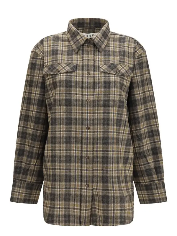 RÓHE Check Western Shirt In Textured Wool - Multicolour