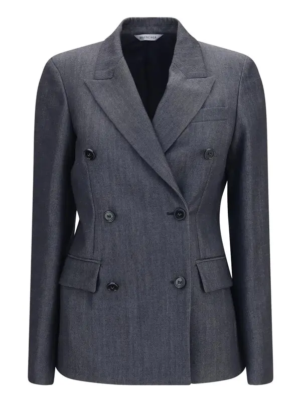 Balenciaga Double-breasted Wool Blazer - Grey