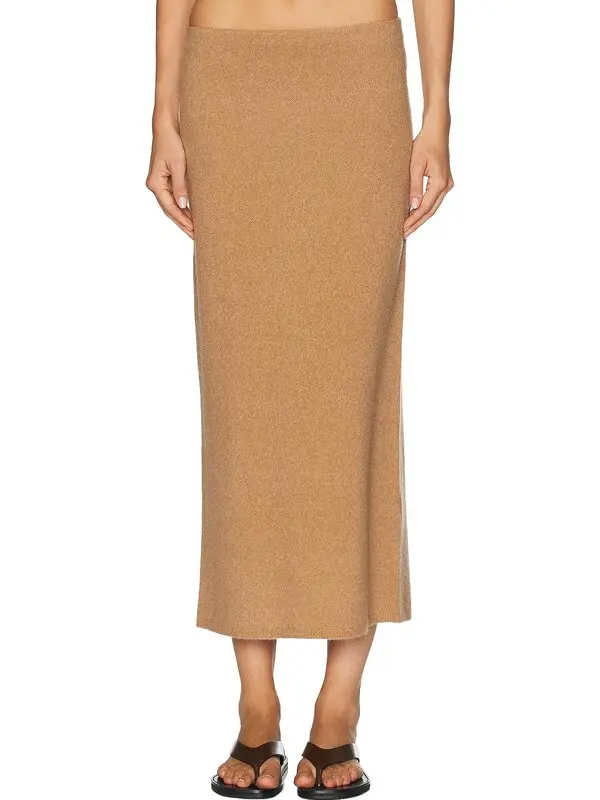 Gabriela Hearst Narayan Cashmere Silk Knit Skirt - Camel