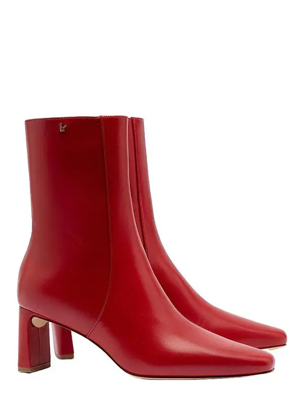 Larroude Alexis Leather Zip-up Ankle Boots - Bloom
