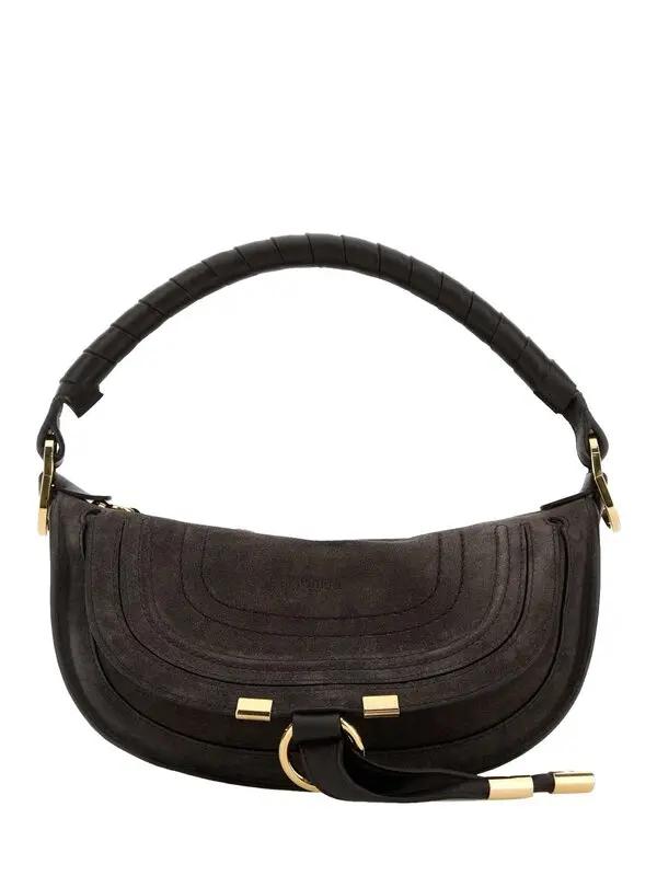 Chloé Dark Suede Mini Marcie Shoulder Bag - Brown