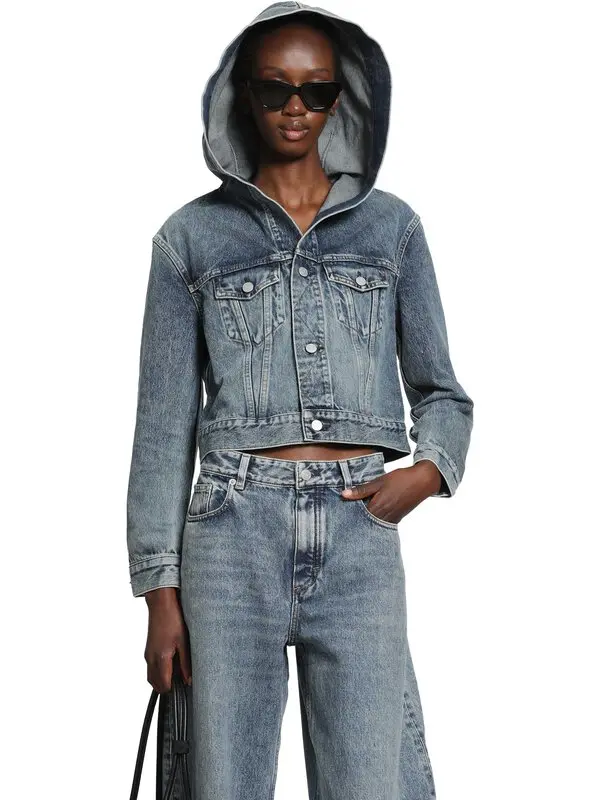 Alaïa Hooded Denim Jacket - Blue