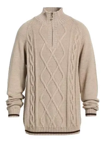 Alpha Studio Taupe Wool Turtleneck Sweater - Grey