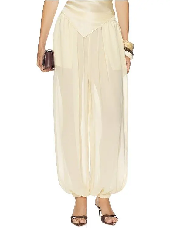 NONCHALANT LABEL Alba Pant Wide Leg Chiffon Trousers - Wheat