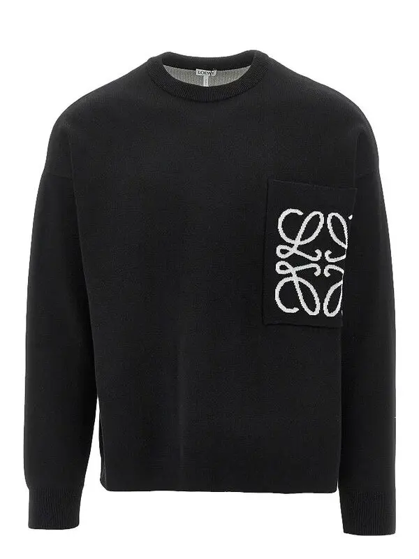 Loewe Anagram Pocket Cotton-blend Sweater - Black