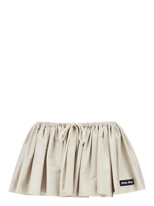 Miu Miu Mini Skirt With Logo Patch - Beige