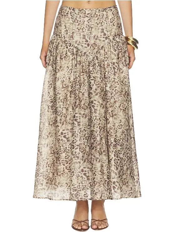 Bardot Hildie High Waisted Midi Skirt - Leopard