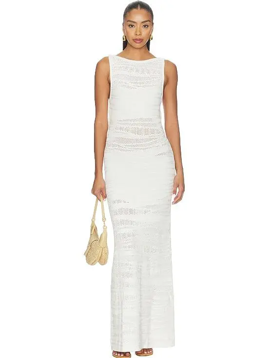 SEVEN WONDERS Open Back Knit Maxi Dress - White