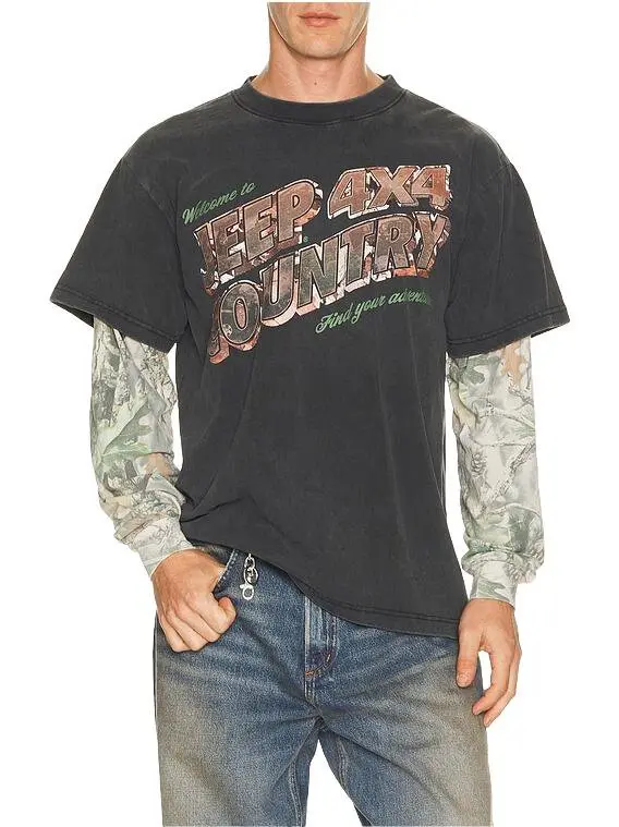 PHILCOS Jeep 4x4 Country Layered Tee In . Also - Black
