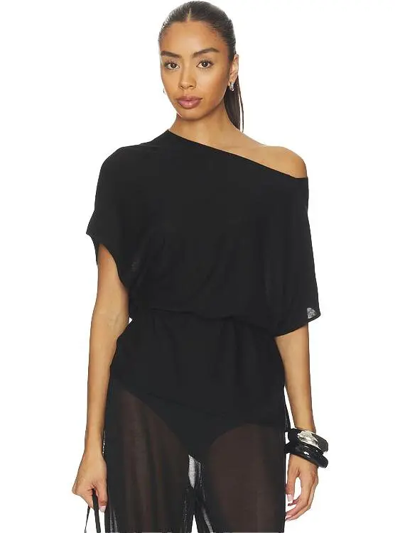 EAVES Jaidyn Knit Asymmetrical Top - Black