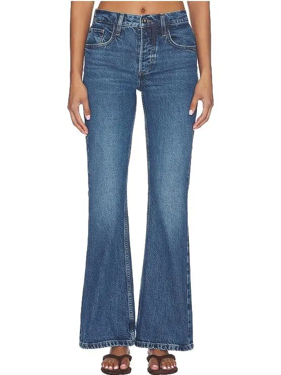 FAVORITE DAUGHTER The Maurice Mid Rise Flare Jeans - Blue