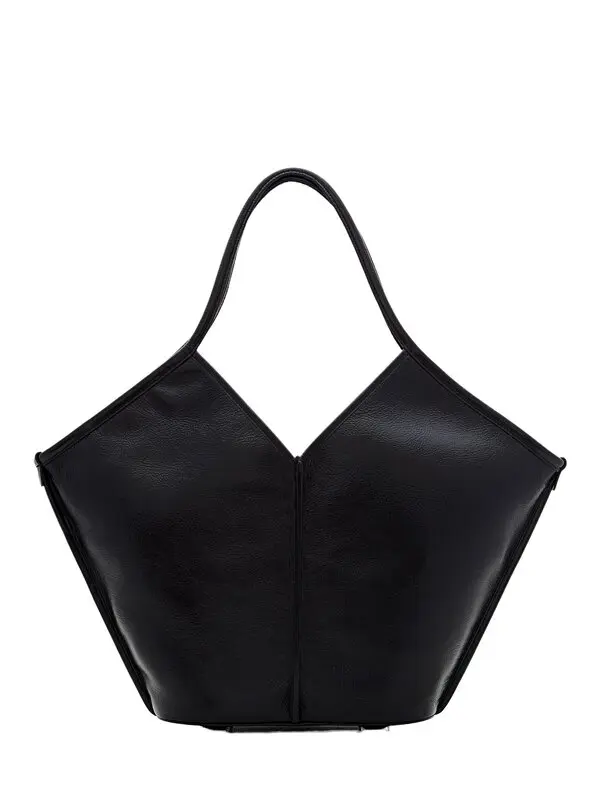 Hereu Calella Distressed Leather Tote Bag - Nero