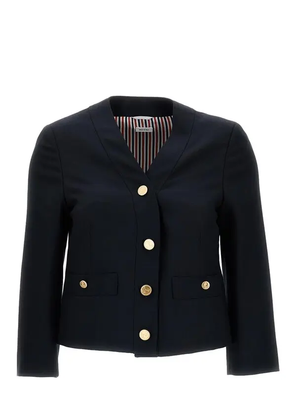 Thom Browne V-neck Cardigan Jacket - Blu