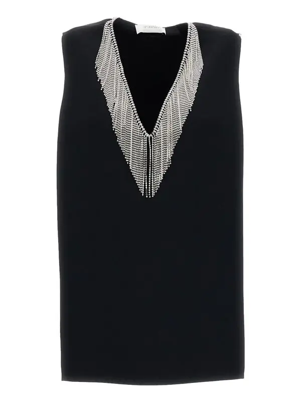 Sportmax Sleeveless Top With Rhinestone Embellishments - Nero