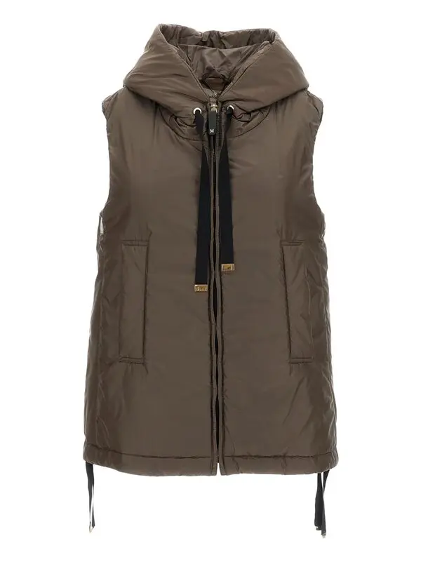 Max Mara Padded Hooded Vest - Marrone