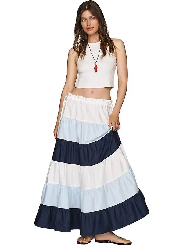 HUTCH Tiered Maxi Skirt - Blue