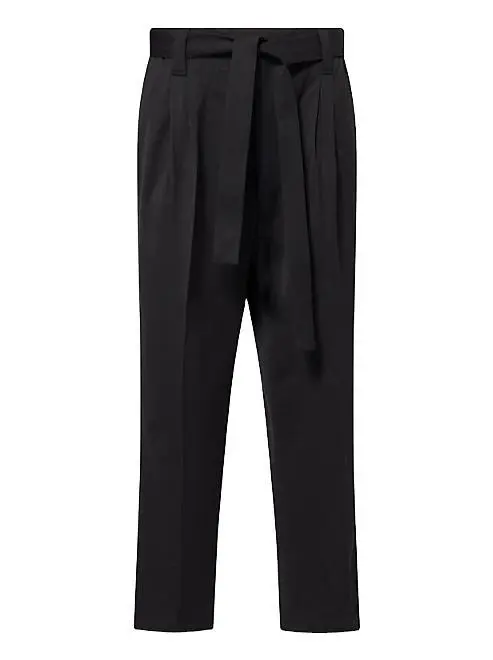 THE COUTURE CLUB Tailored Barrel-leg Woven Trousers - Black