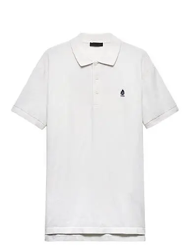 Prada Logo-embroidered Slim-fit Cotton Polo Shirt - Neutral