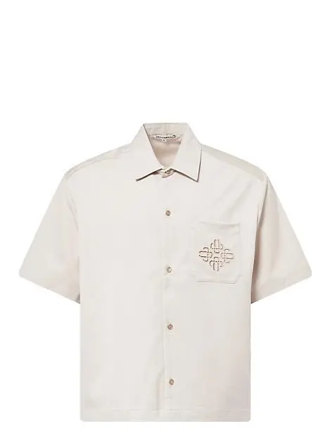 THE COUTURE CLUB Laser Cut-emblem Woven Shirt - Stone