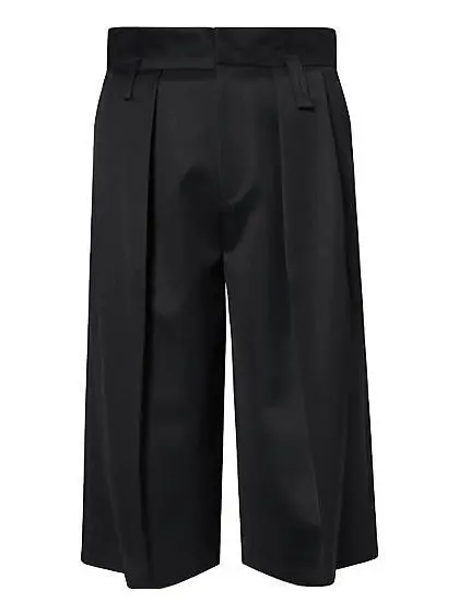 Simone Rocha Pleated Wide-leg Wool-blend Shorts - Black