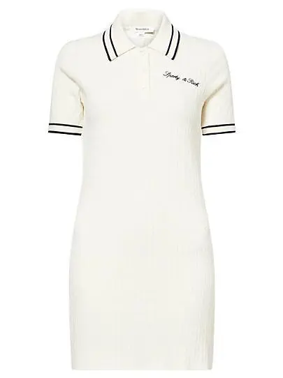 SPORTY & RICH Woven Mini Cable Dress - Ecru/navy