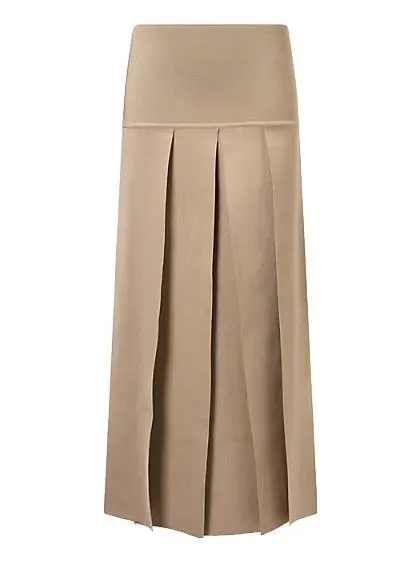 Alaïa Pleated Midi Skirt - Mastic