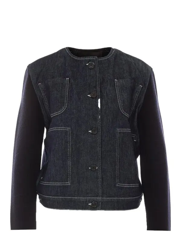 Fabiana Filippi Contrast Panel Ribbed Jacket - Black