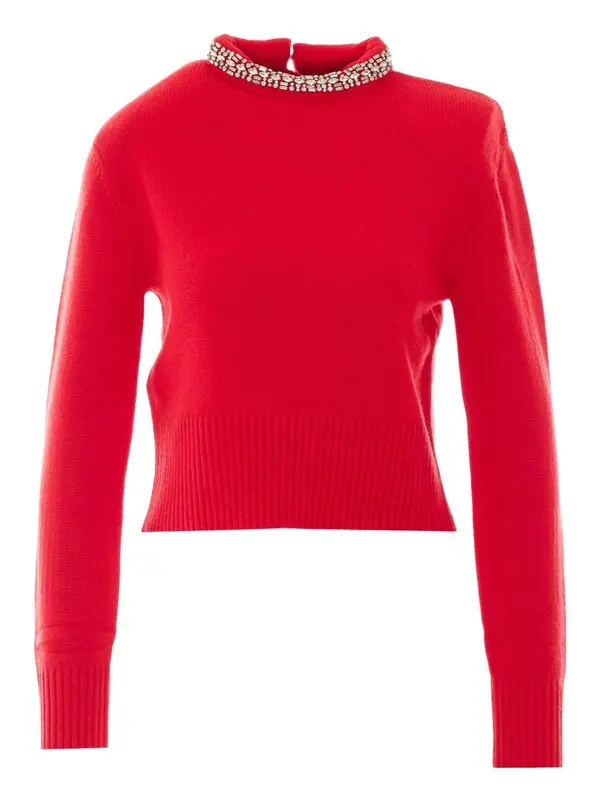 Pinko Embellished Neck Jumper - Red
