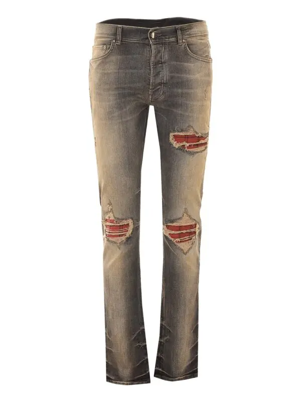 Amiri Mx1 Distressed Skinny Jeans - Brown