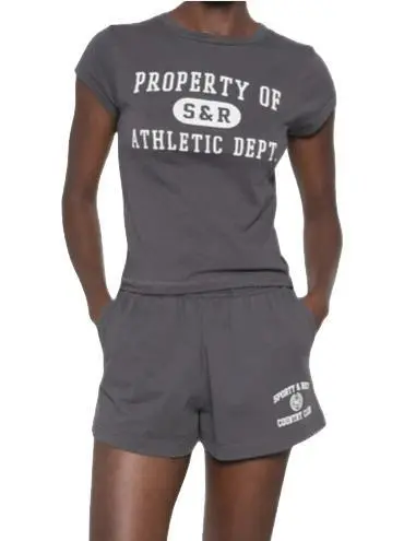 SPORTY  RICH Sporty & Rich Crew Neck Printed T-shirt - Grey