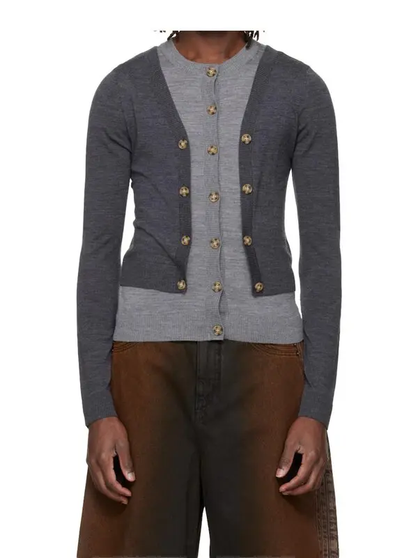 EGONLAB Layered Wool Cardigan - Black