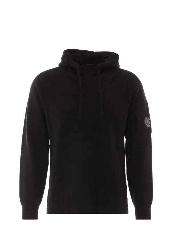 C.P. COMPANY Long-sleeved Sweater With Drawstring Hood - Black