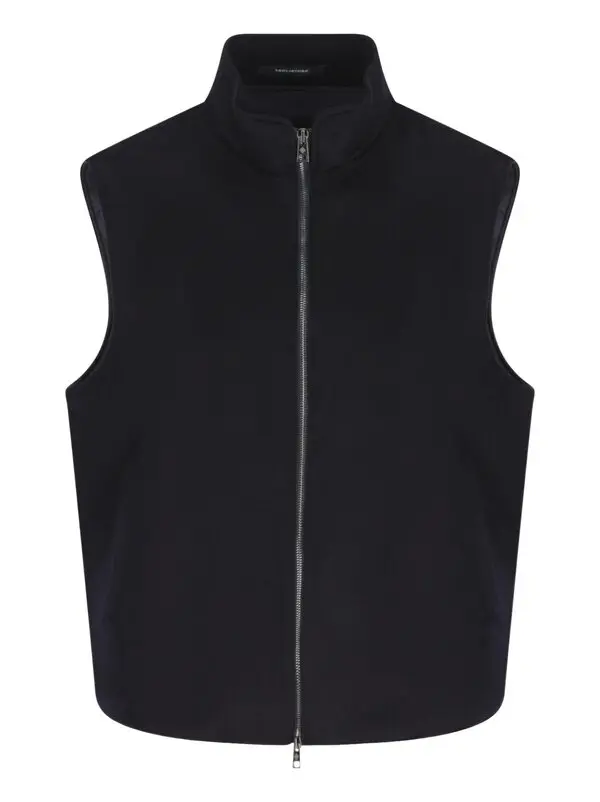 Tagliatore High Neck Zip-up Vest - Black