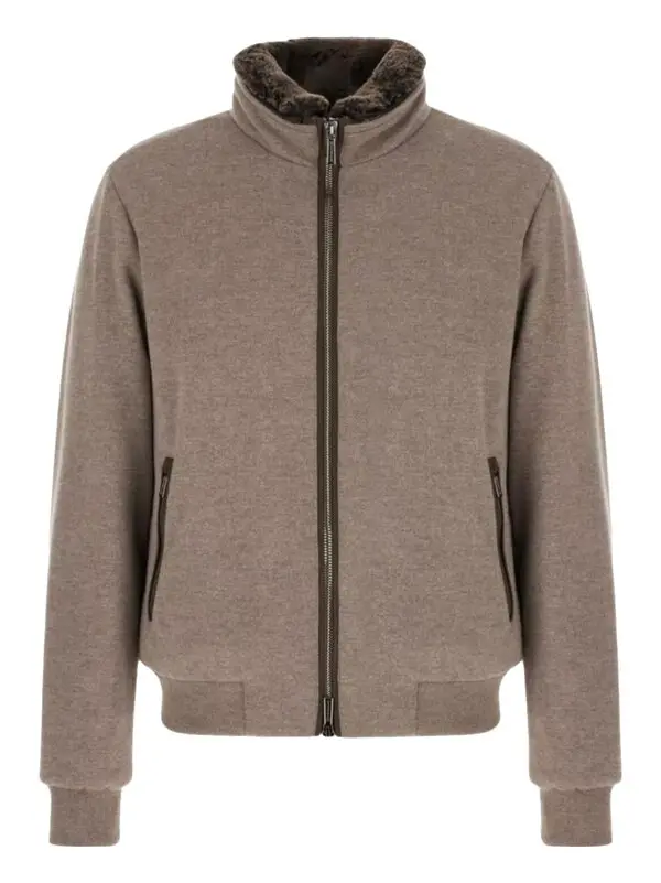 MOORER Long Sleeve Zip Up Casual Jacket - Gray