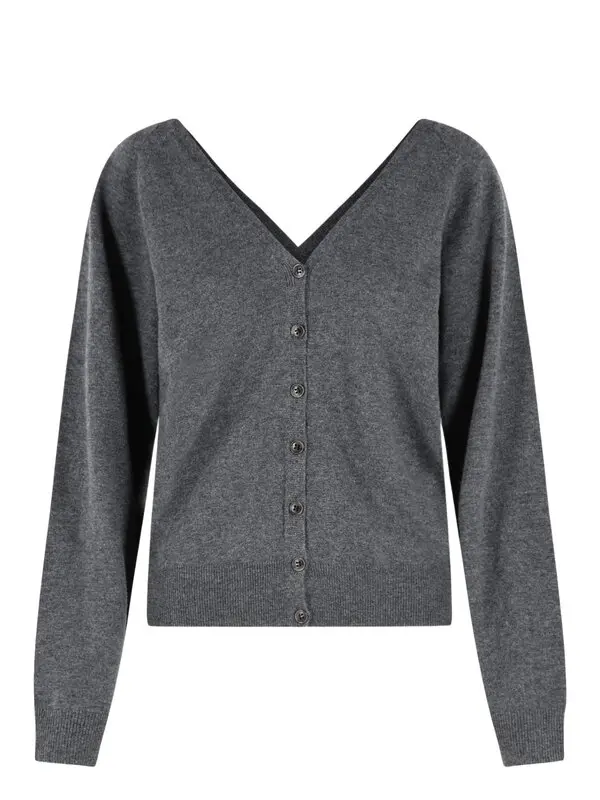 LISA YANG Long-sleeved V-neck Cardigan - Grey