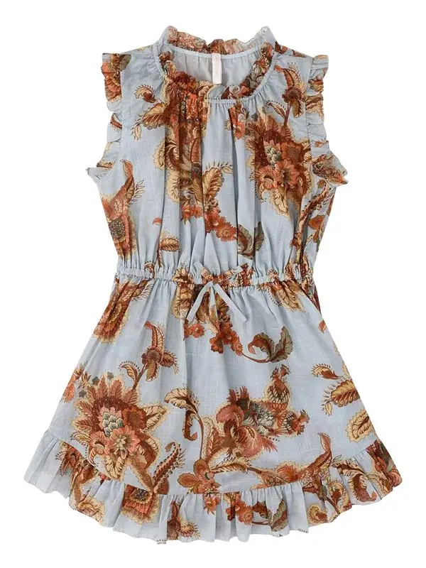 Zimmermann Sleeveless Ruffled Printed Dress - Gray