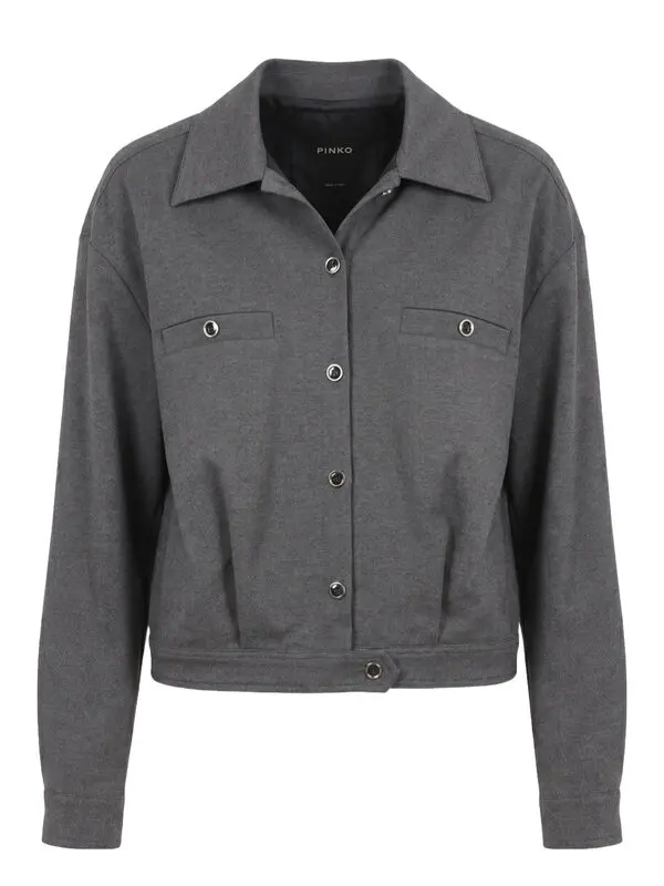 Pinko Single-breasted Casual Jacket With Lapel Collar - Black