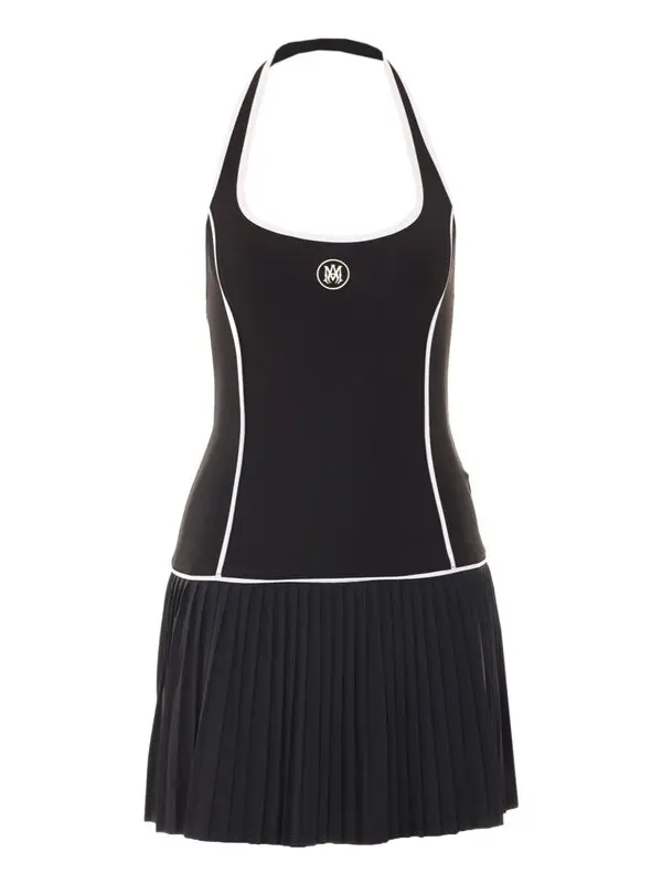 Amiri Halter Neck Sleeveless Top With Pleated Hem - Black