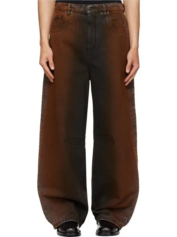 EGONLAB Oversized Faded Jeans - Black-red